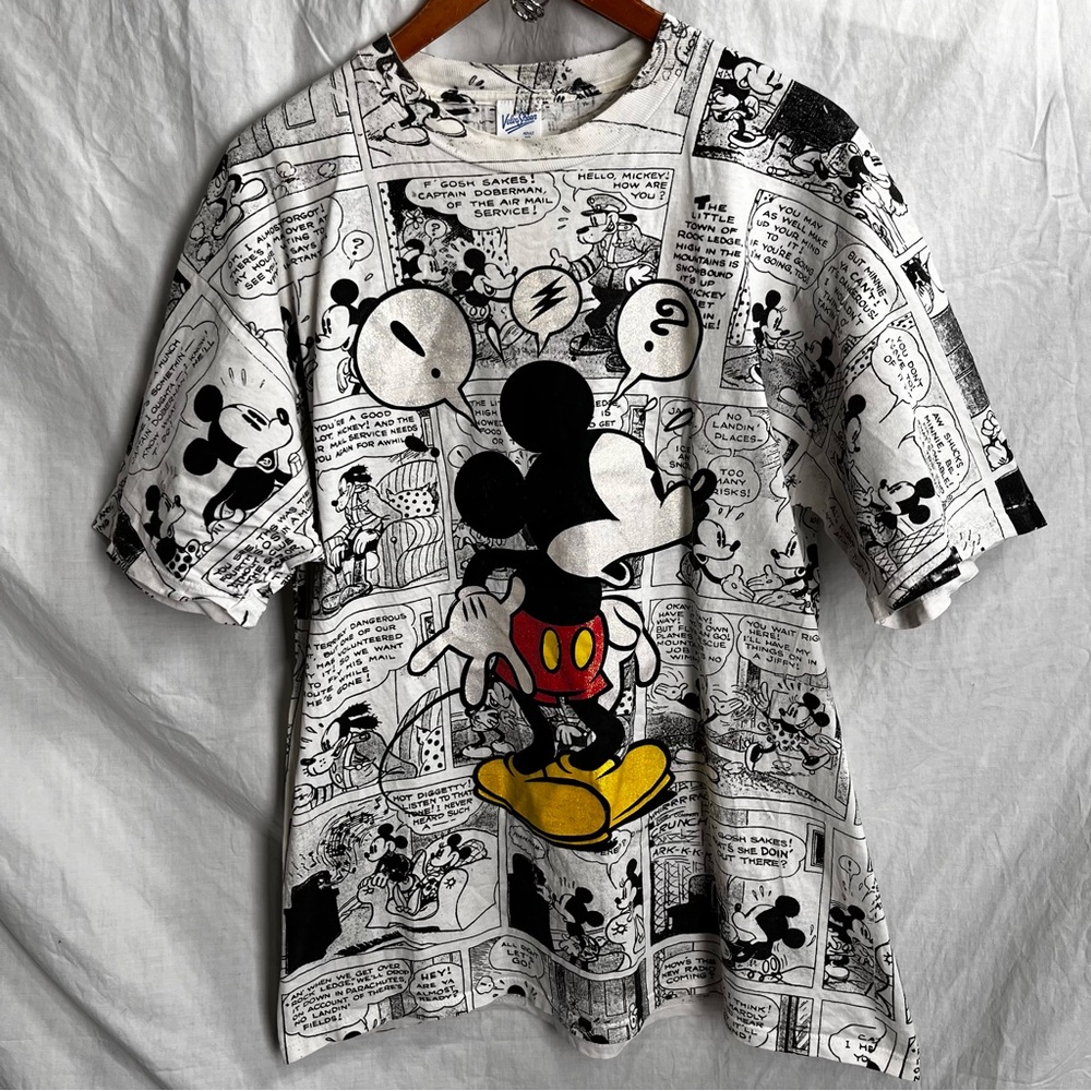Vintage 90s Velva Sheen Mickey Mouse Comic T Shirt XL… - Gem